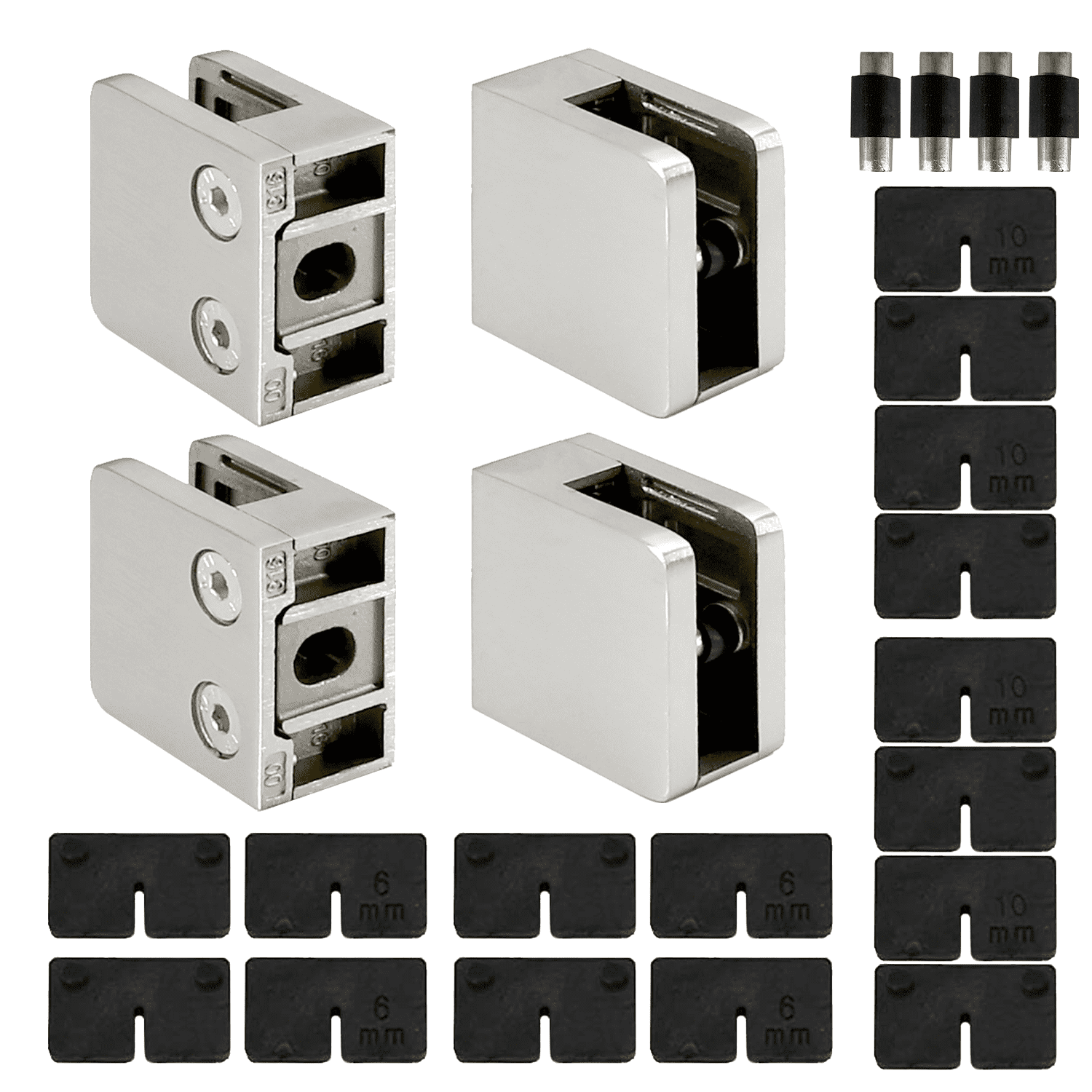 4 Pieces Stainless Steel Square Flat Back Glass Clamp 45 x 45 mm for 1/ ...