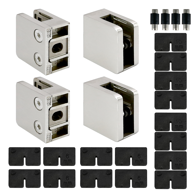 4 Pieces Stainless Steel Square Flat Back Glass Clamp 45 x 45 mm for 1/ ...