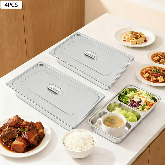 4 Pieces Stainless Steel Steam Table Pan 7.5L/ 1.98 Gal Capacity Steam ...