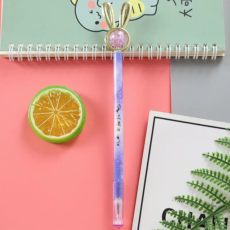 4 Pieces Stationery Cute Cartoon Rabbit Crystal Gel Pen Creative A ...