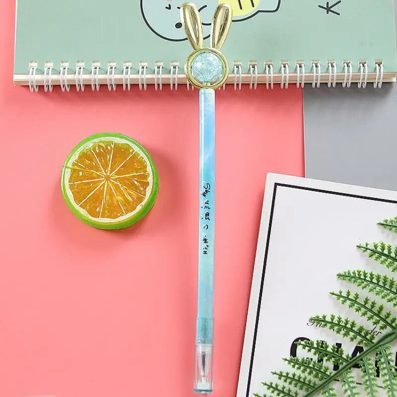 4 Pieces Stationery Cute Cartoon Rabbit Crystal Gel Pen Creative B ...