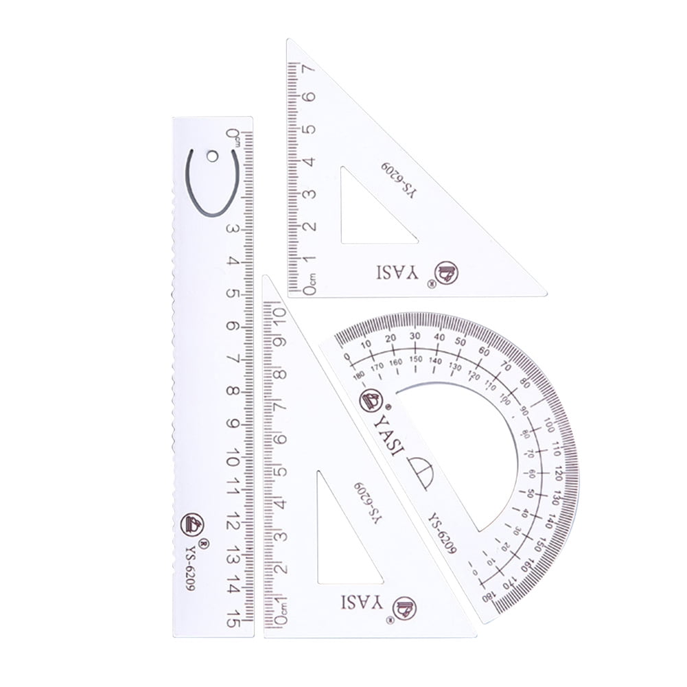 4 Pieces Straight Triangle Ruler Math Geometry Tool Set Includes ...