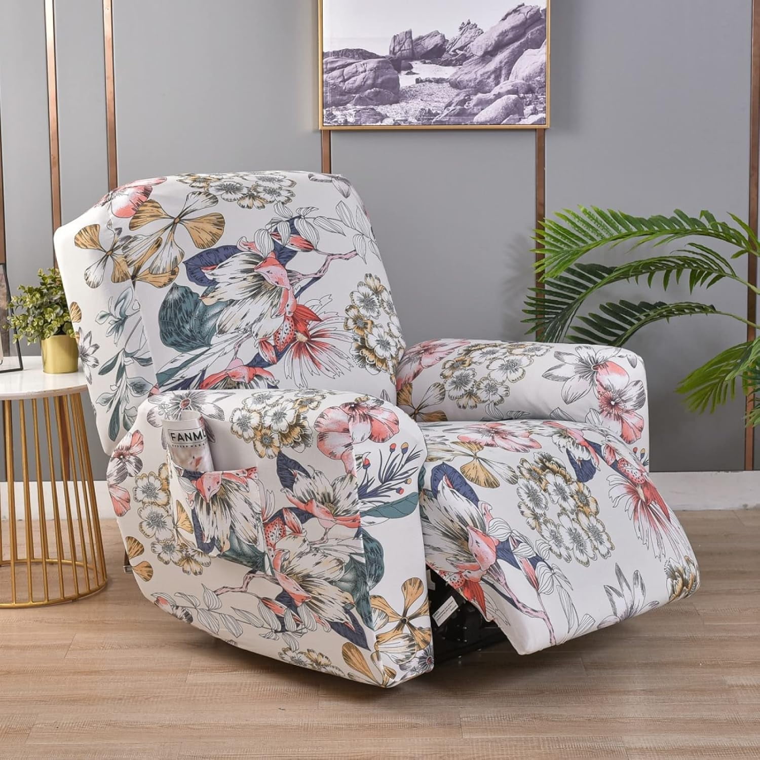 4 Pieces Stretch Recliner Chair Cover, Printed Oversize Recliner ...