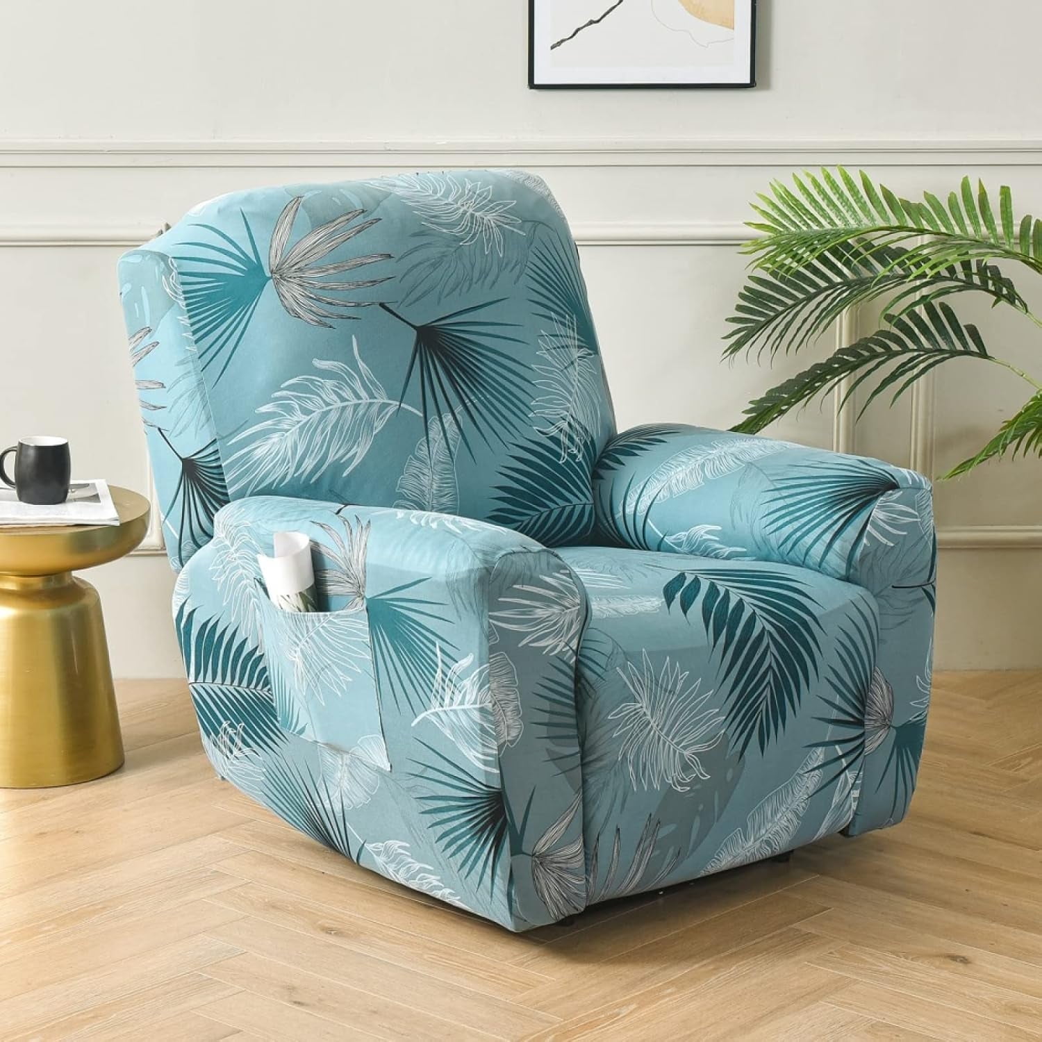 4 Pieces Stretch Recliner Chair Cover, Printed Oversize Recliner ...