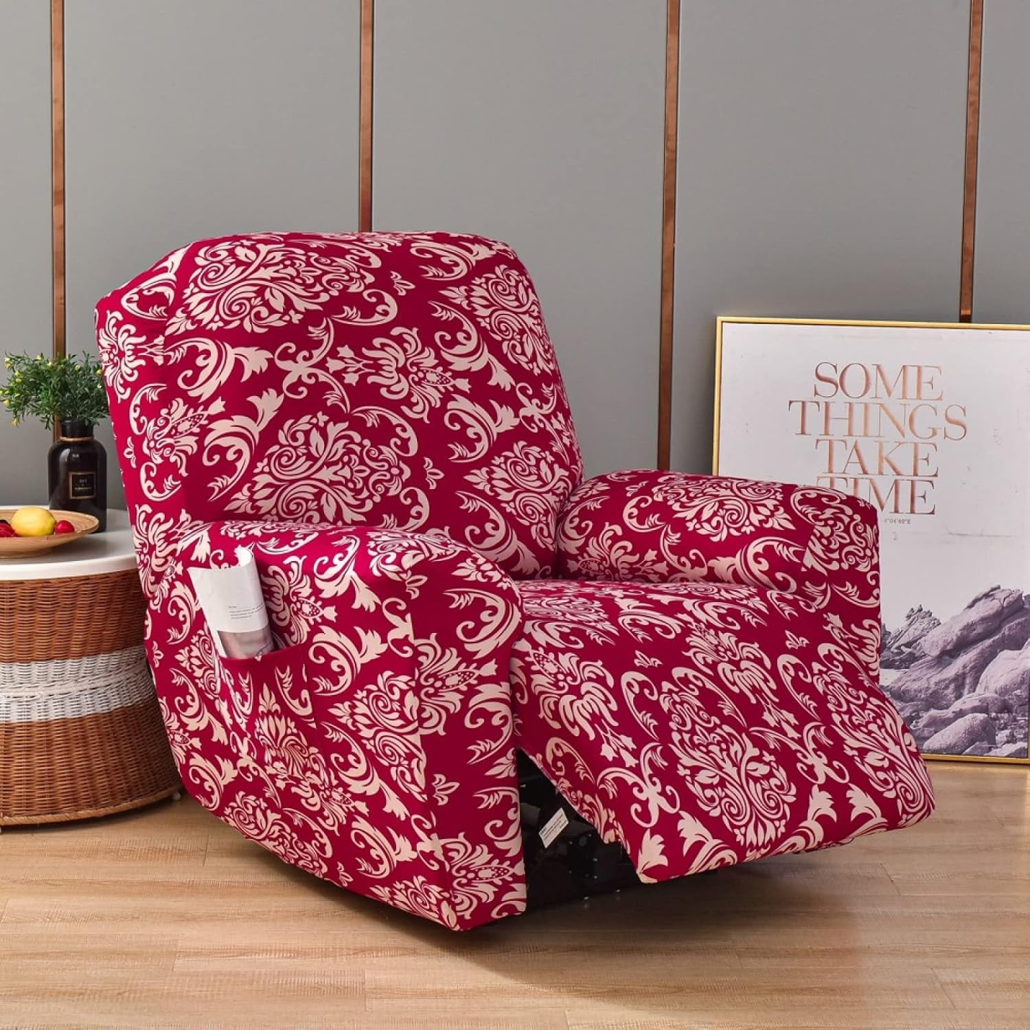 4 Pieces Stretch Recliner Chair Cover, Printed Oversize Recliner ...