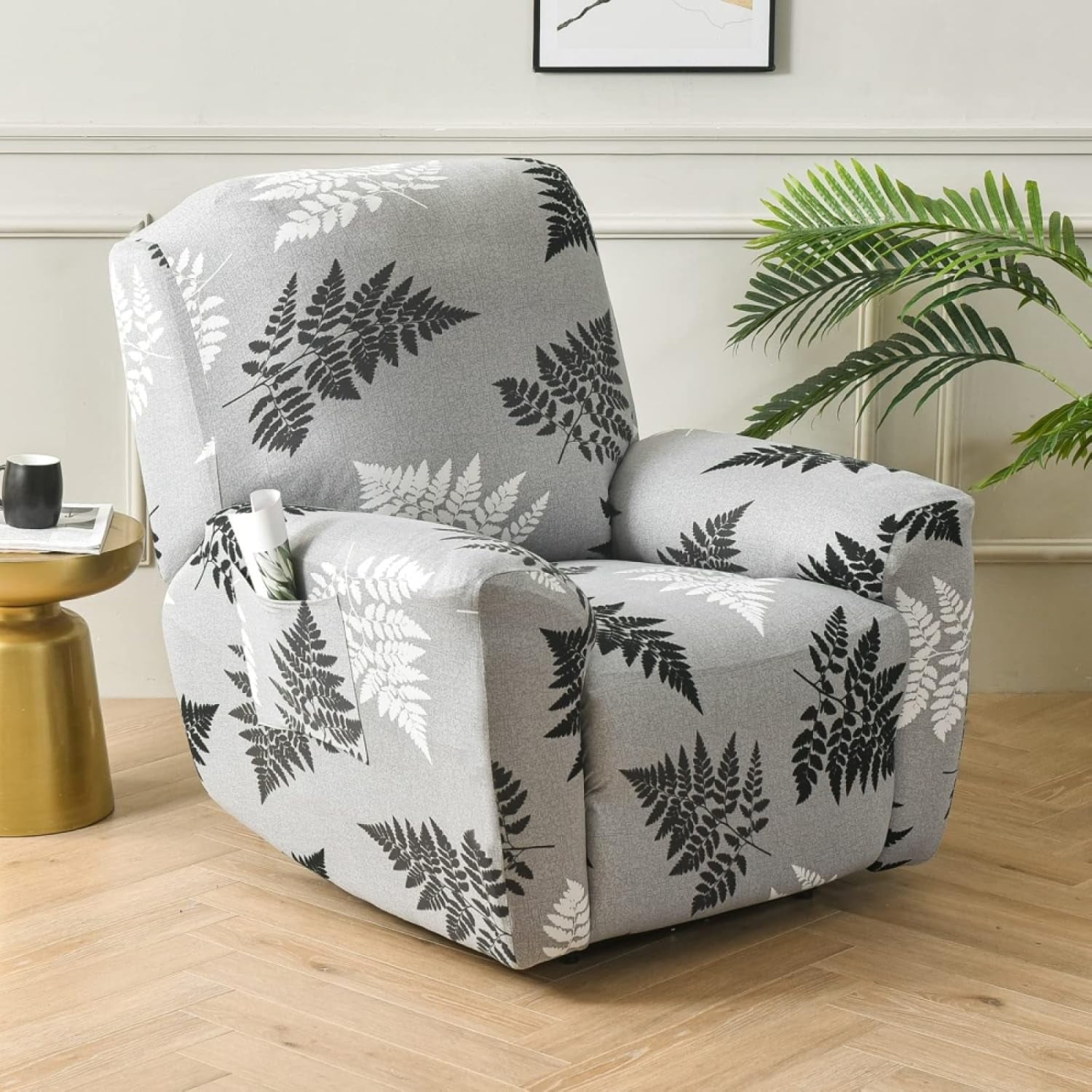 4 Pieces Stretch Recliner Chair Cover, Printed Oversize Recliner ...