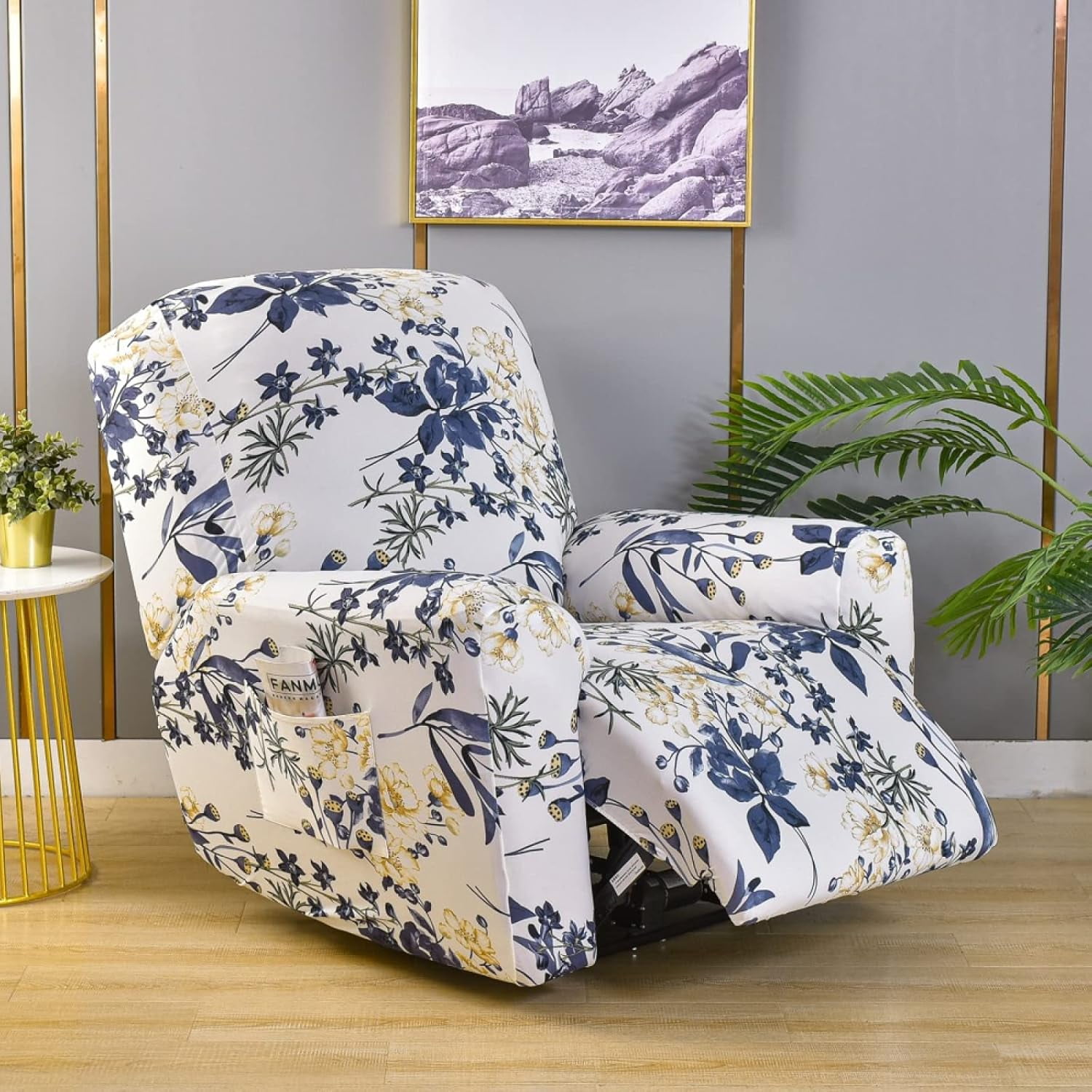 4 Pieces Stretch Recliner Chair Cover, Printed Oversize Recliner ...