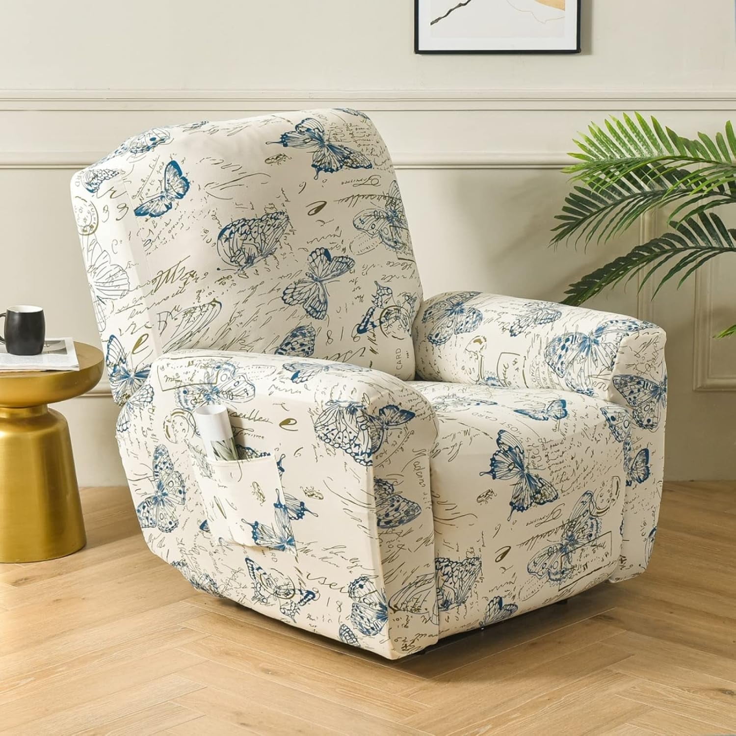 4 Pieces Stretch Recliner Chair Cover, Printed Oversize Recliner ...