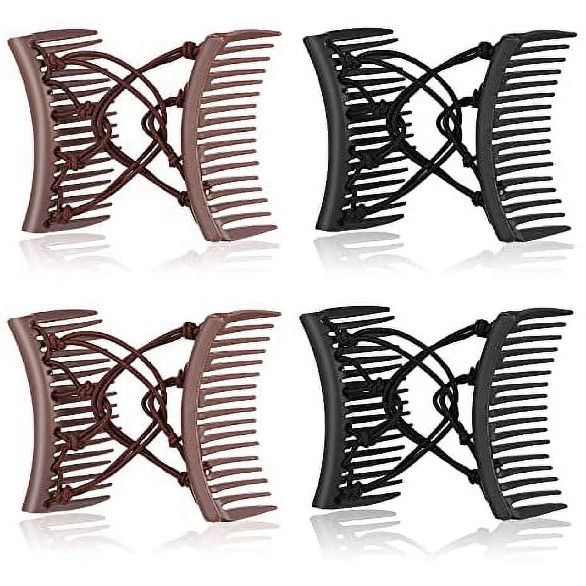 4 Pieces Stretchy Double Comb Hair Clip Adjustable Elastic Hair Comb No ...