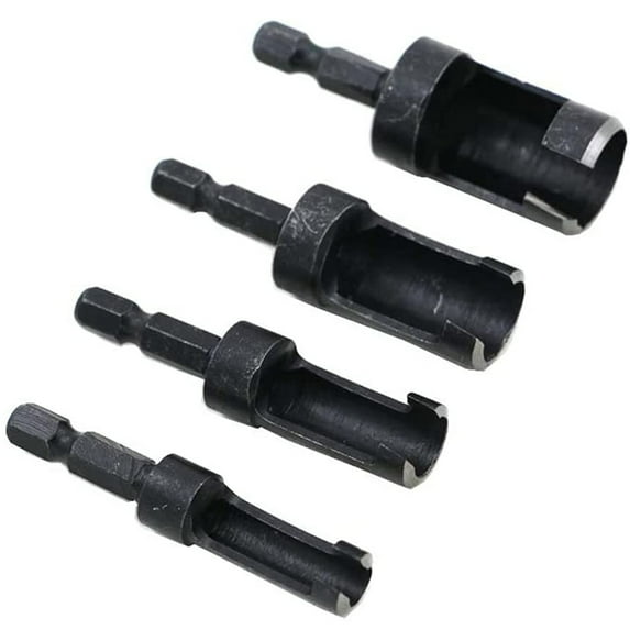 4 Pieces Sturdy Plug Cutter Drill Bit Set Cork Hole Saw Tool for ...