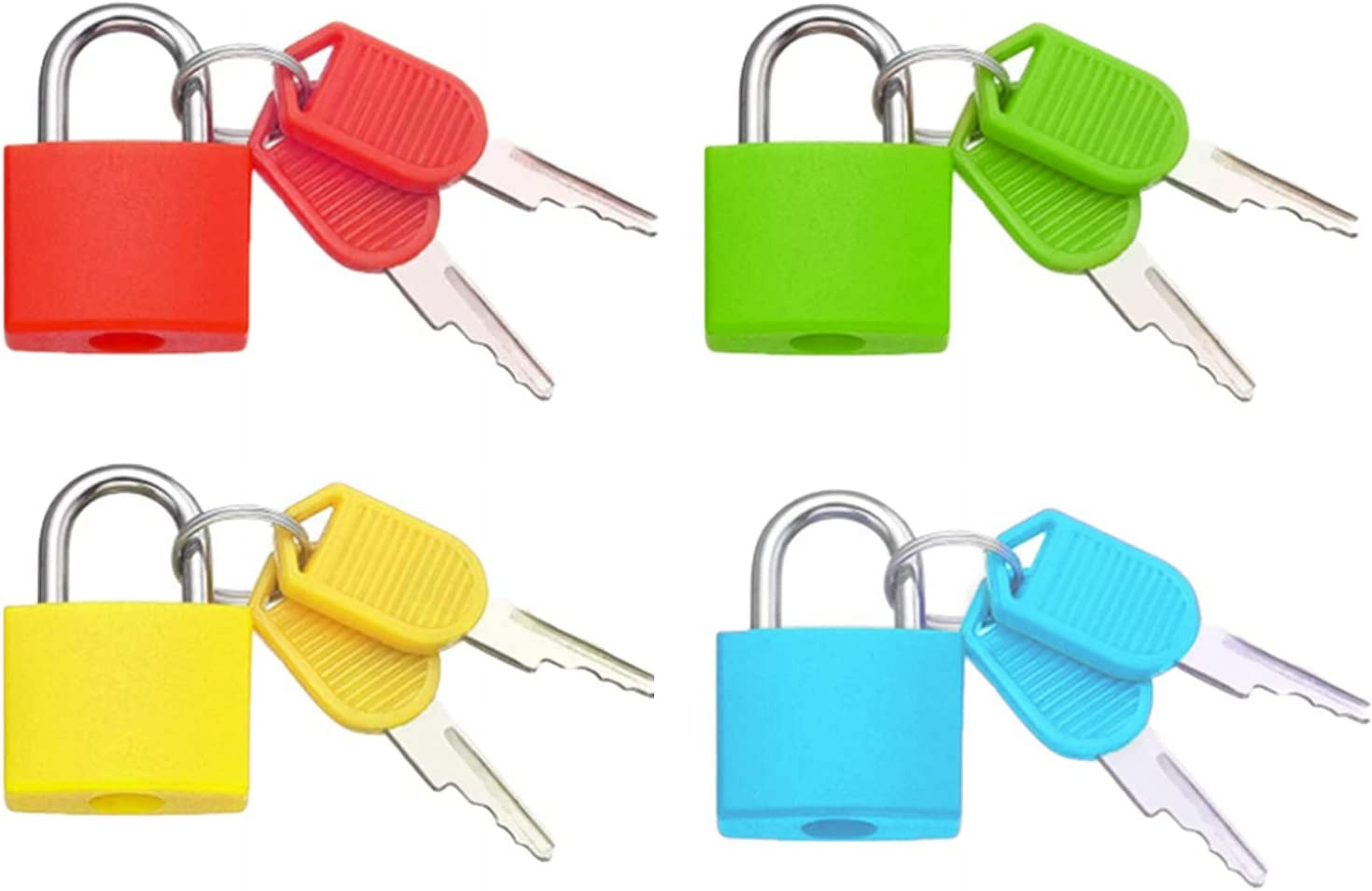 4 Pieces Suitcase Locks with Keys Multicolor Coated Brass Small Padlock ...