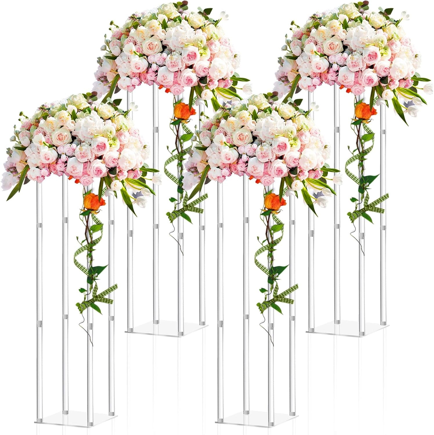 4 Pieces Tall Acrylic Vase Wedding Centerpieces Clear Flower Stand ...