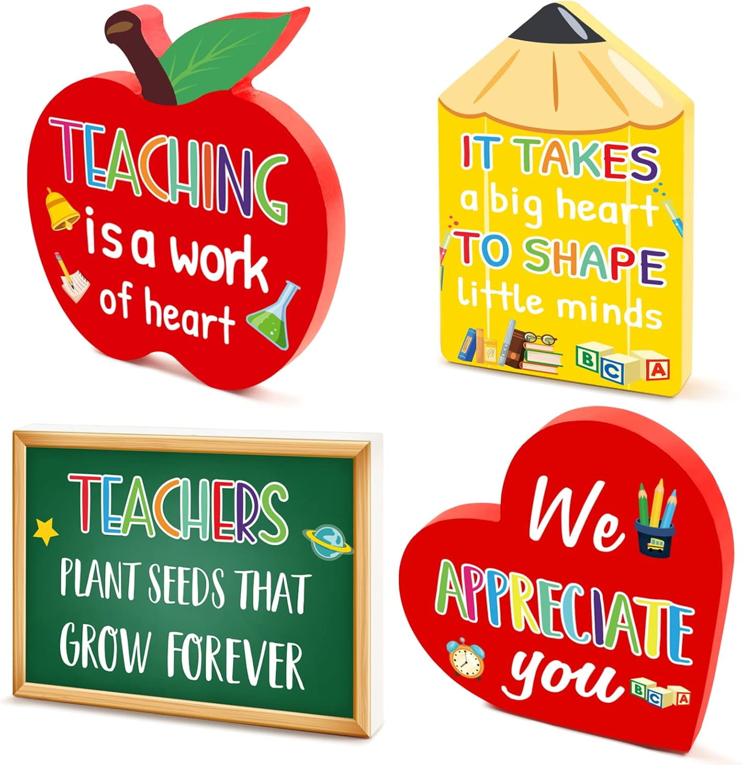 4 Pieces Teacher Appreciation Table Centerpieces Thank You Teachers ...