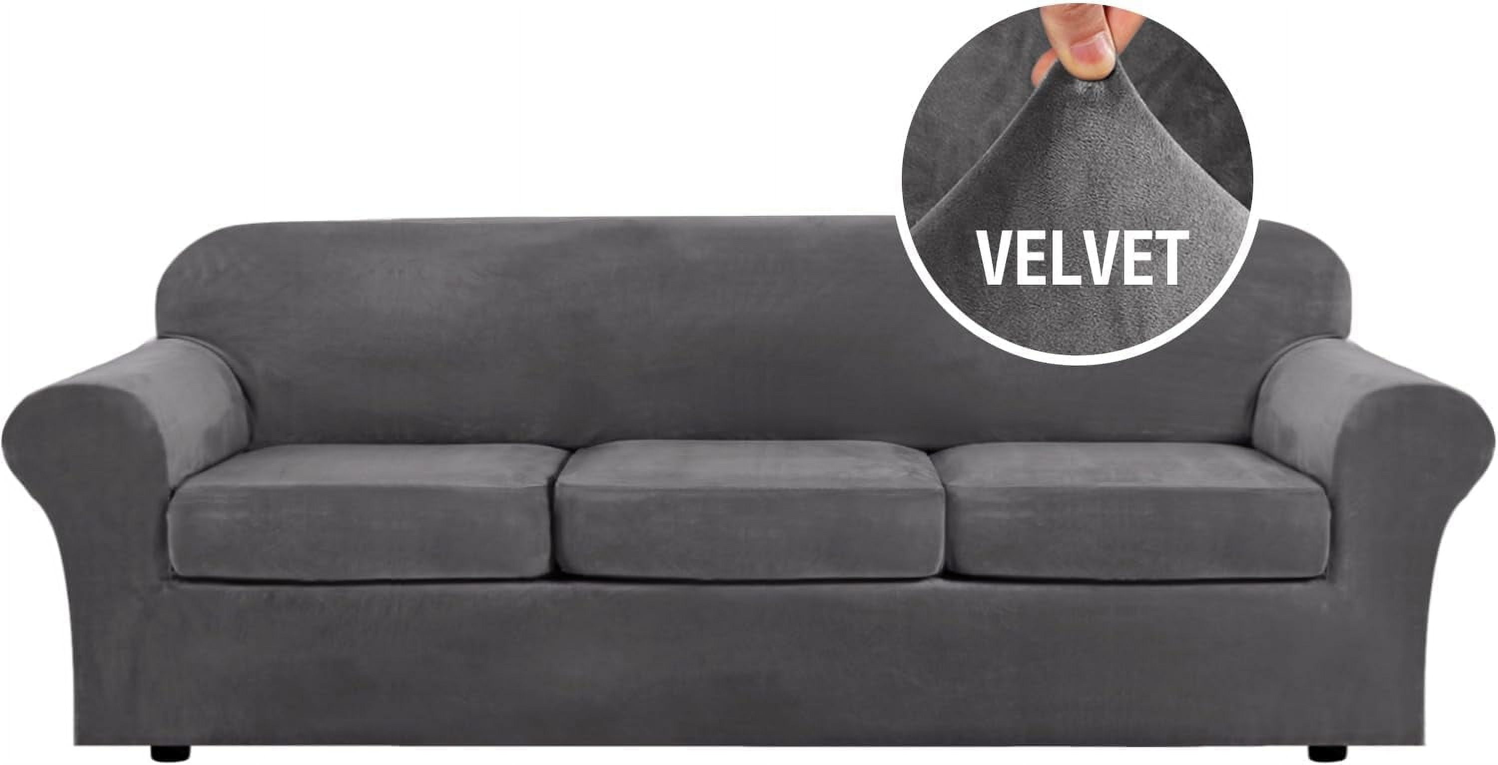 4 Pieces Thick Velvet Sofa Covers Couch Covers for 3 Cushion Couch Sofa ...