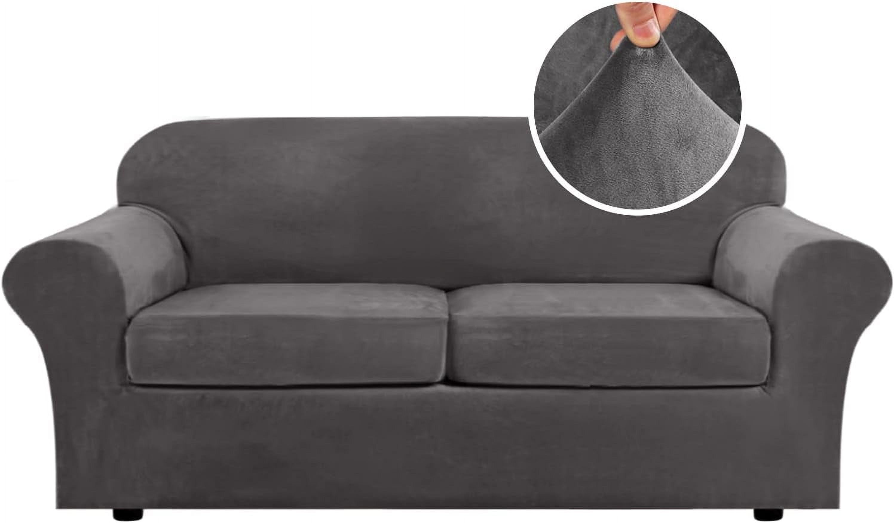 4 Pieces Thick Velvet Sofa Covers Couch Covers for 3 Cushion Couch Sofa ...