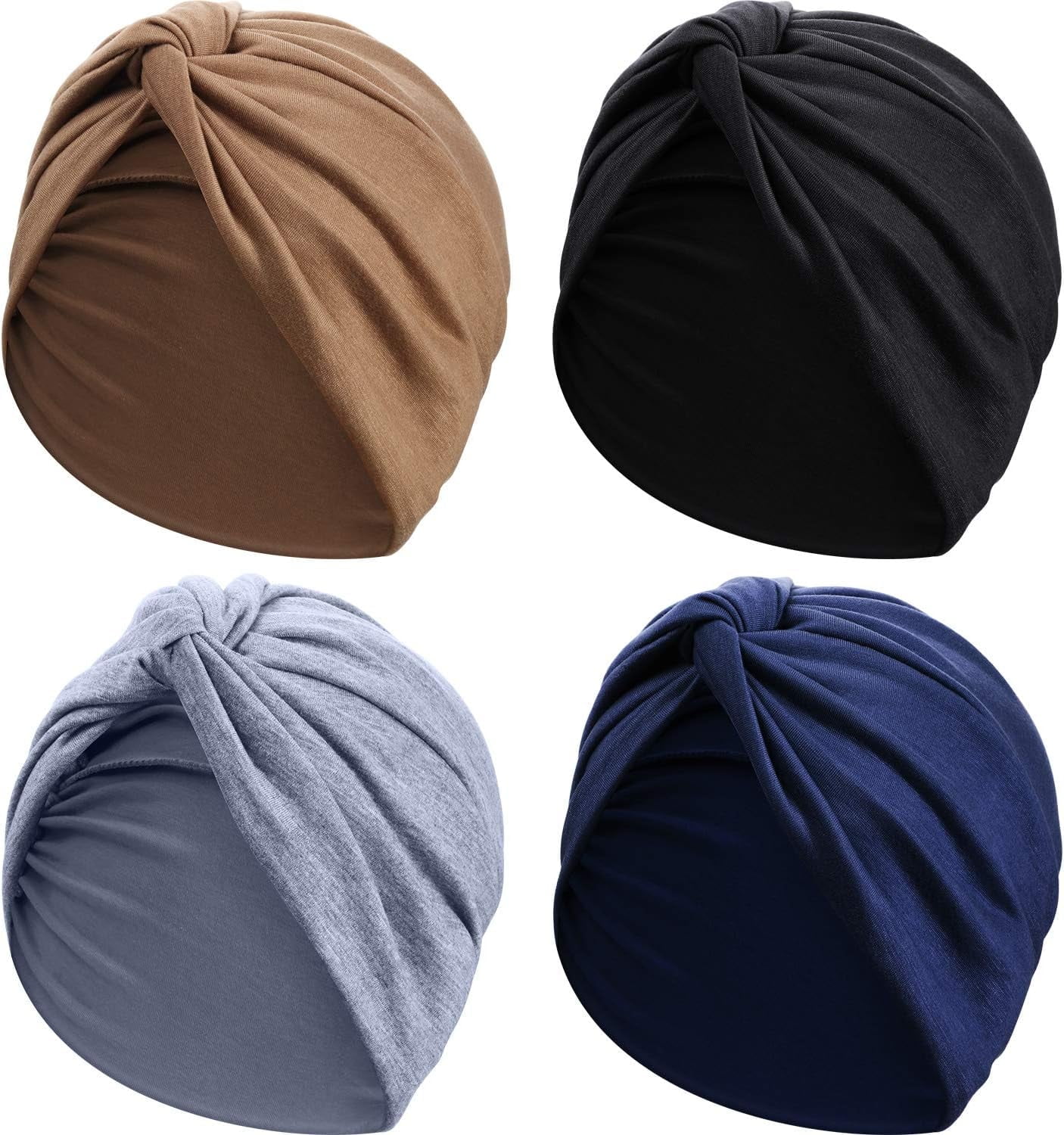 4 Pieces Turbans for Women Soft Pre Tied Knot Fashion Pleated Cancer ...