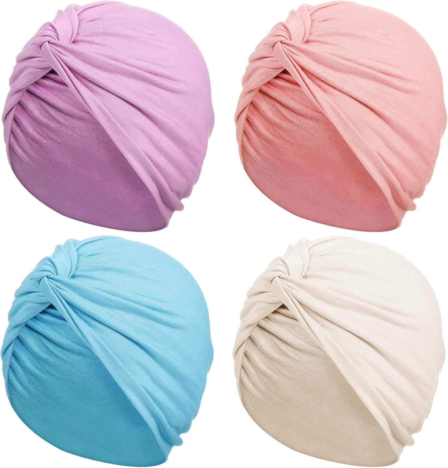 4 Pieces Turbans for Women Soft Pre Tied Knot Fashion Pleated Cancer ...