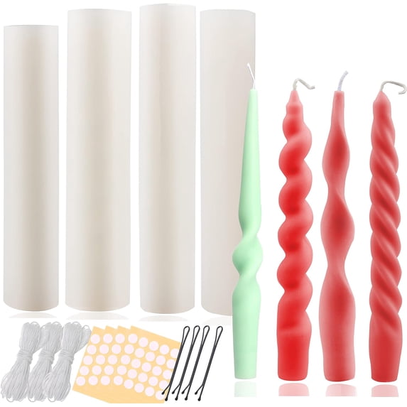 4 Pieces Twist Taper Silicone Candle Molds Creative Rotating Twisted ...