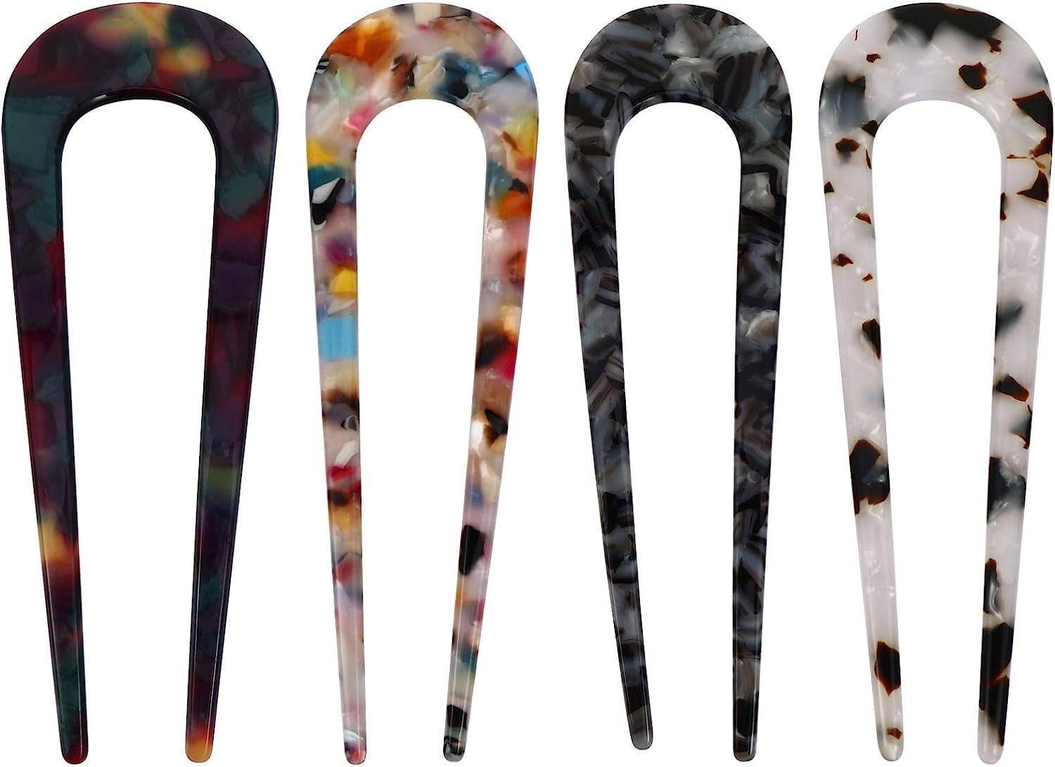 4 Pieces U- Shaped Hair Forks with 2 Prongs Hair Pin Fork Sticks French ...