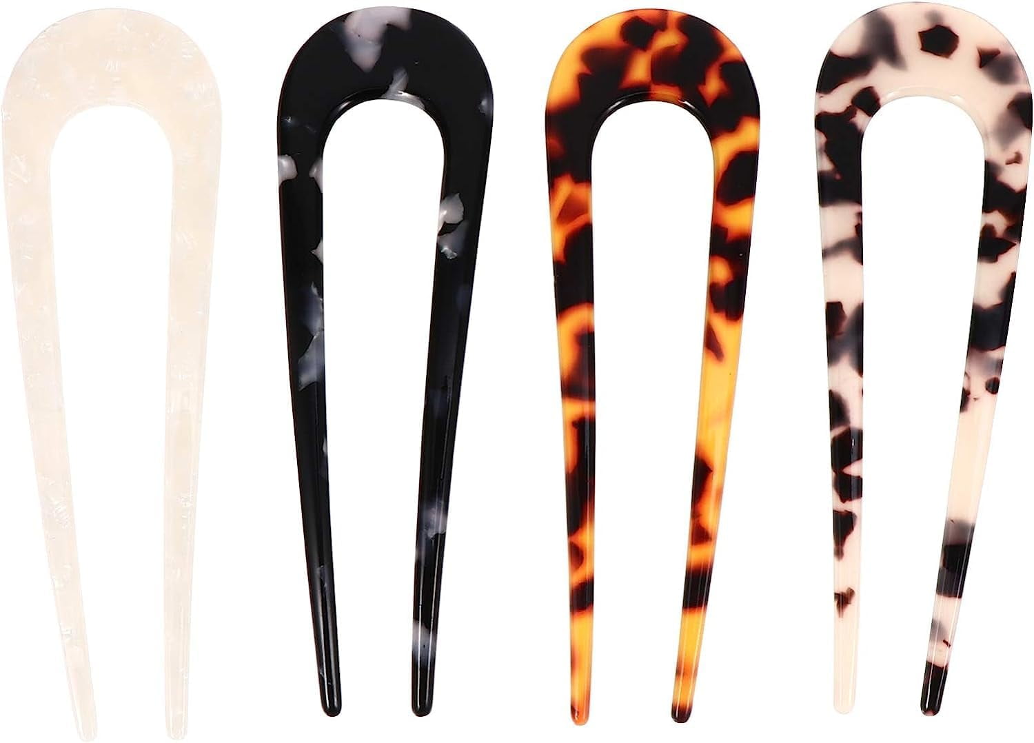 4 Pieces U- Shaped Hair Forks with 2 Prongs Hair Pin Fork Sticks French ...