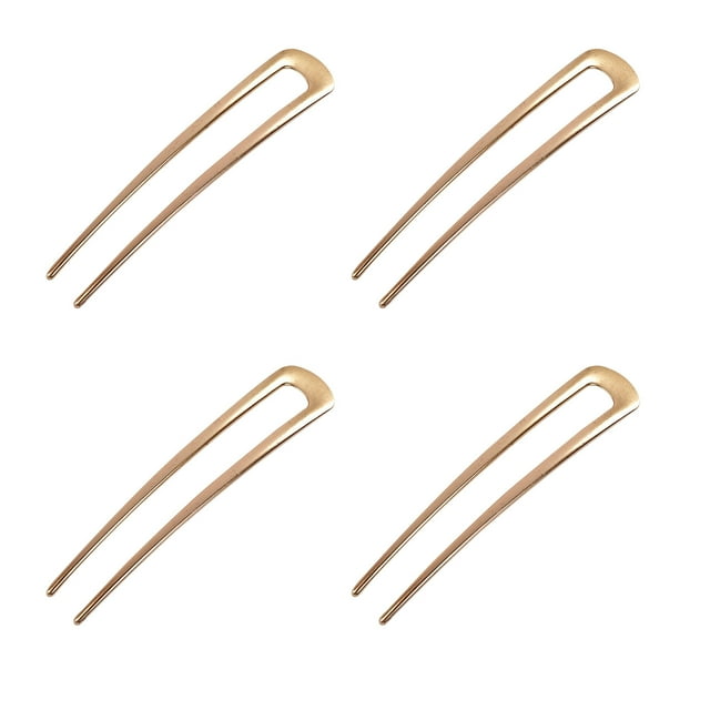4 Pieces U Shaped Hairpin French Style Hair Stick Metal Hair Pin ...