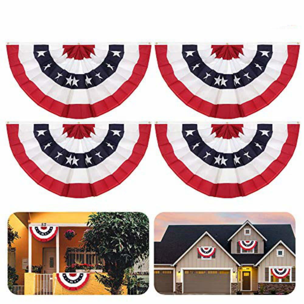 4 Pieces Usa Pleated Fan Flag 1 5x3 Ft American Us Bunting Flag