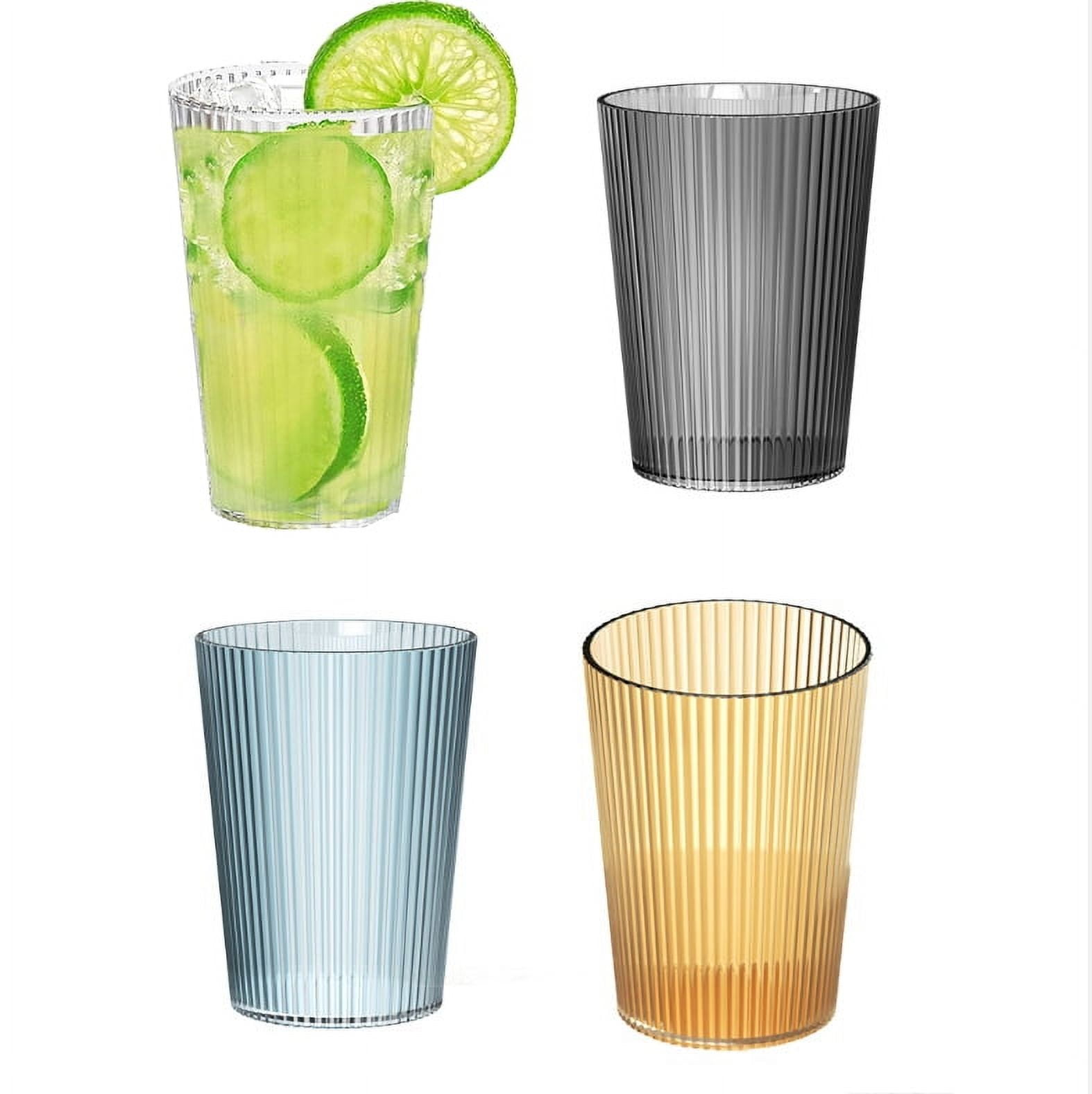 4 Pieces Unbreakable Drinking Cups, 350 ML Plastic Drinking Cups ...