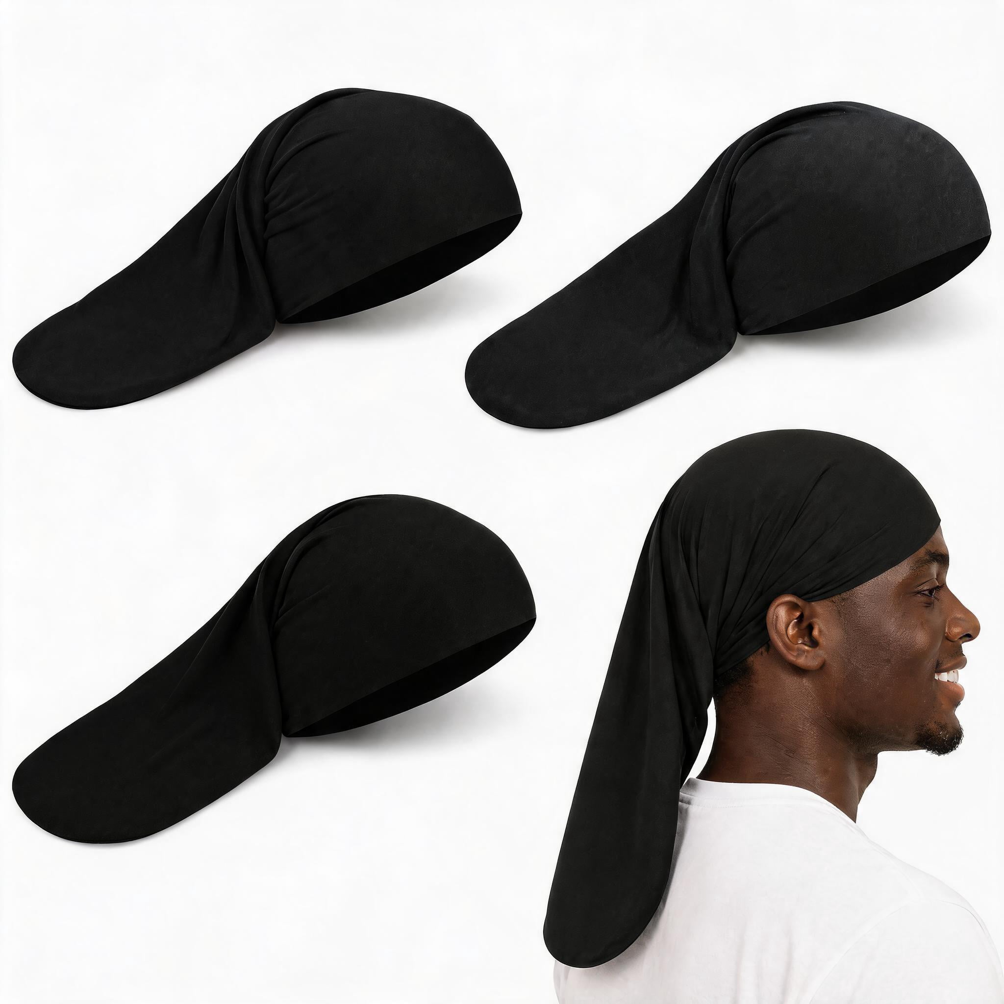 BlinkL Dreadlock Cap Fabric Sleeping Cap for Men Women, Black, 4 Count ...