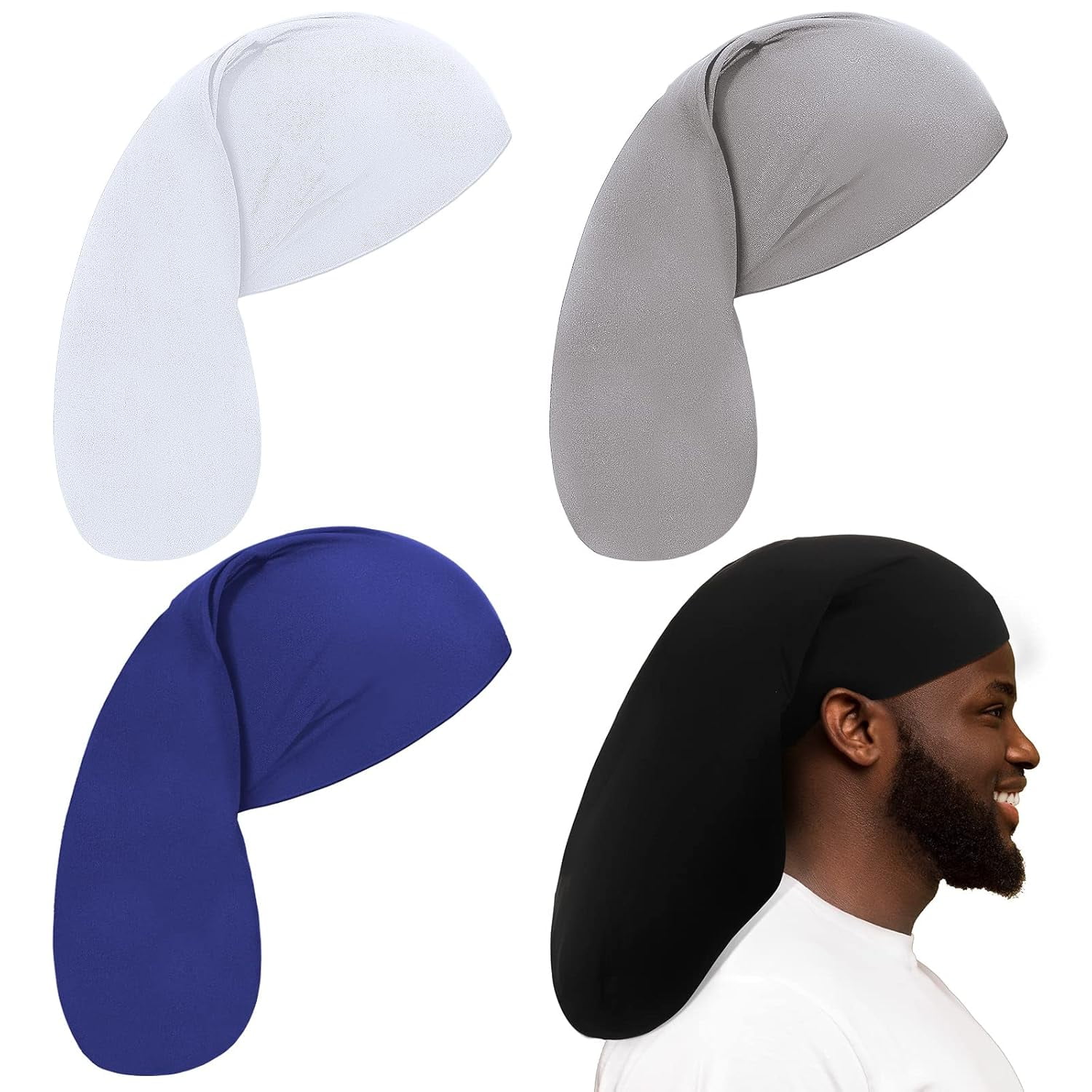 4 Pieces Unisex Jumbo Dreadlock Cap Long Hair Dreads Head Wrap Sleeping ...