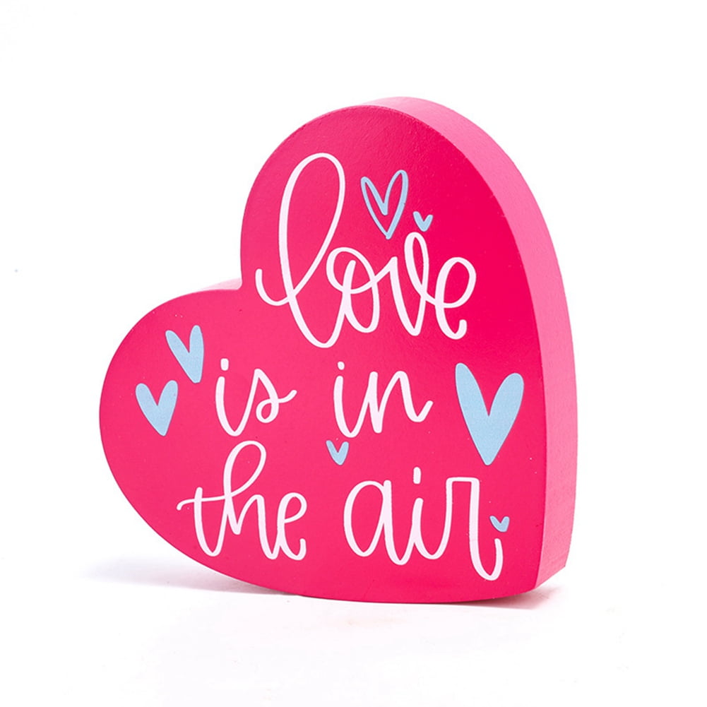 4 Pieces Valentine's Day Wooden Sign Heart Shape Home Decor ...