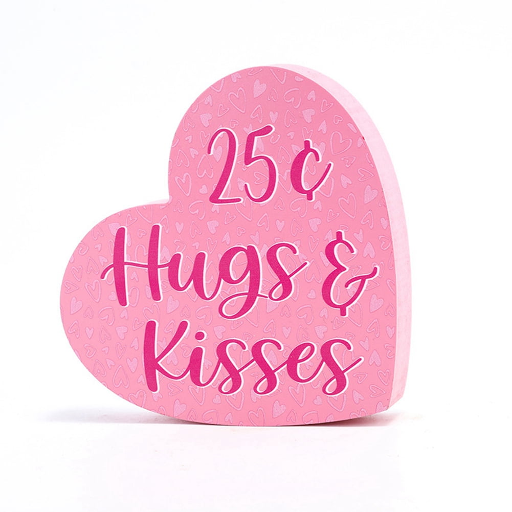 4 Pieces Valentine's Day Wooden Sign Heart Shape Home Decor ...