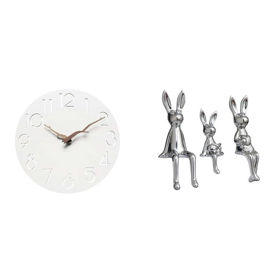 4 Pieces Wall Clock Sculpture Ornament Statue Creative Modern Ceramic ...