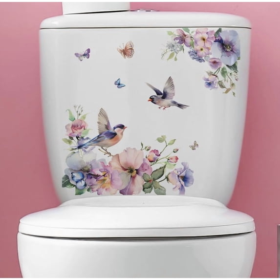 4 Pieces Waterproof Self-Adhesive Bathroom Wall Stickers - Flower and ...