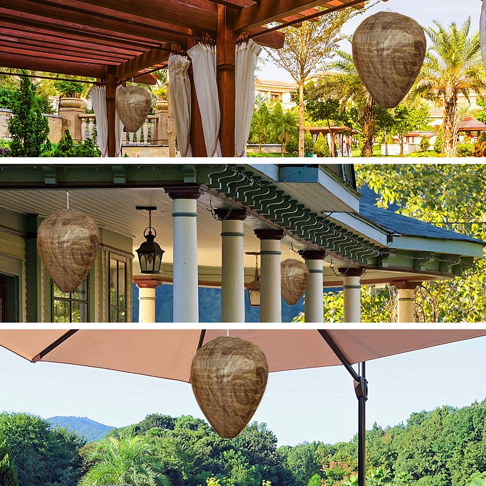 4 Pieces Waterproof Wasp Nest Decoys Hanging Hornet Deterrents Fake ...