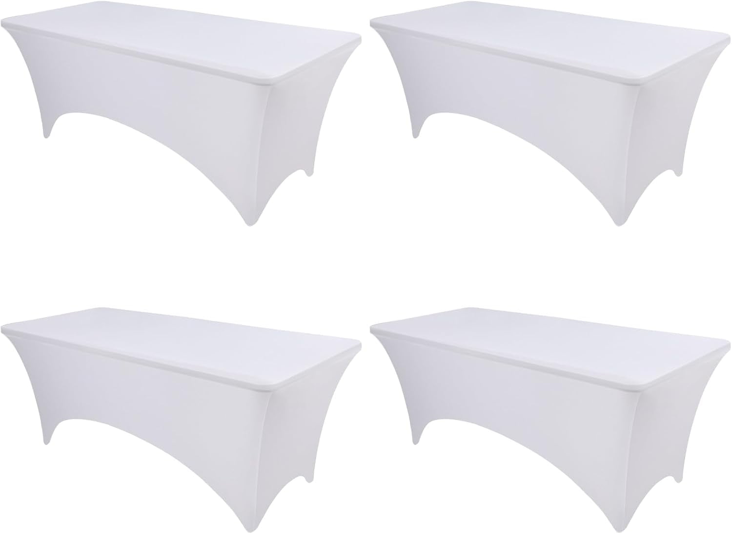 4 Pieces White Spandex Table Cover for 6 Feet Rectangle Table - Elastic ...