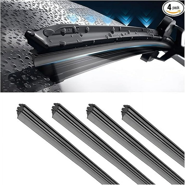 4 Pieces Windshield Wiper Blades Refills DIY Adjustable Car Windscreen Wiper Rubber Strips Frameless Window Boneless Insert Silicone Strips Auto Universal Accessories for Most Vehicles 18 Inches Walma...