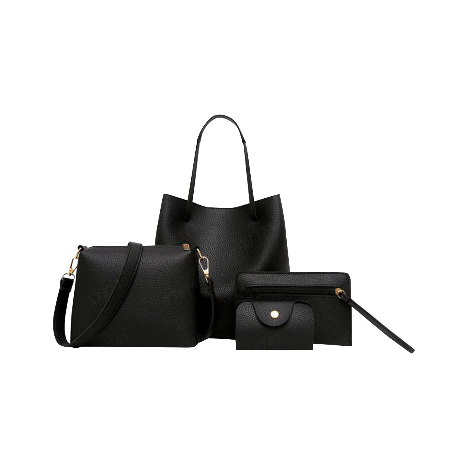 4 Pieces Women Bags Set Stylish Female Wallet PU Leather Shoulder ...