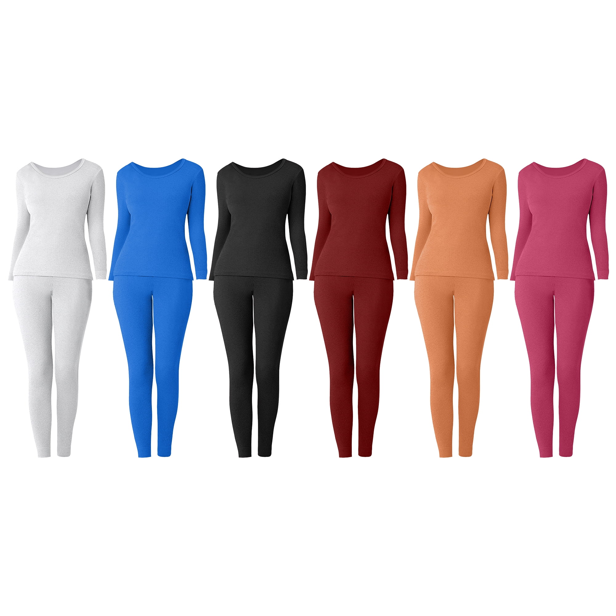 4-Pieces Women's Cozy Waffle Knit Thermal Set, Soft Cotton Blend ...