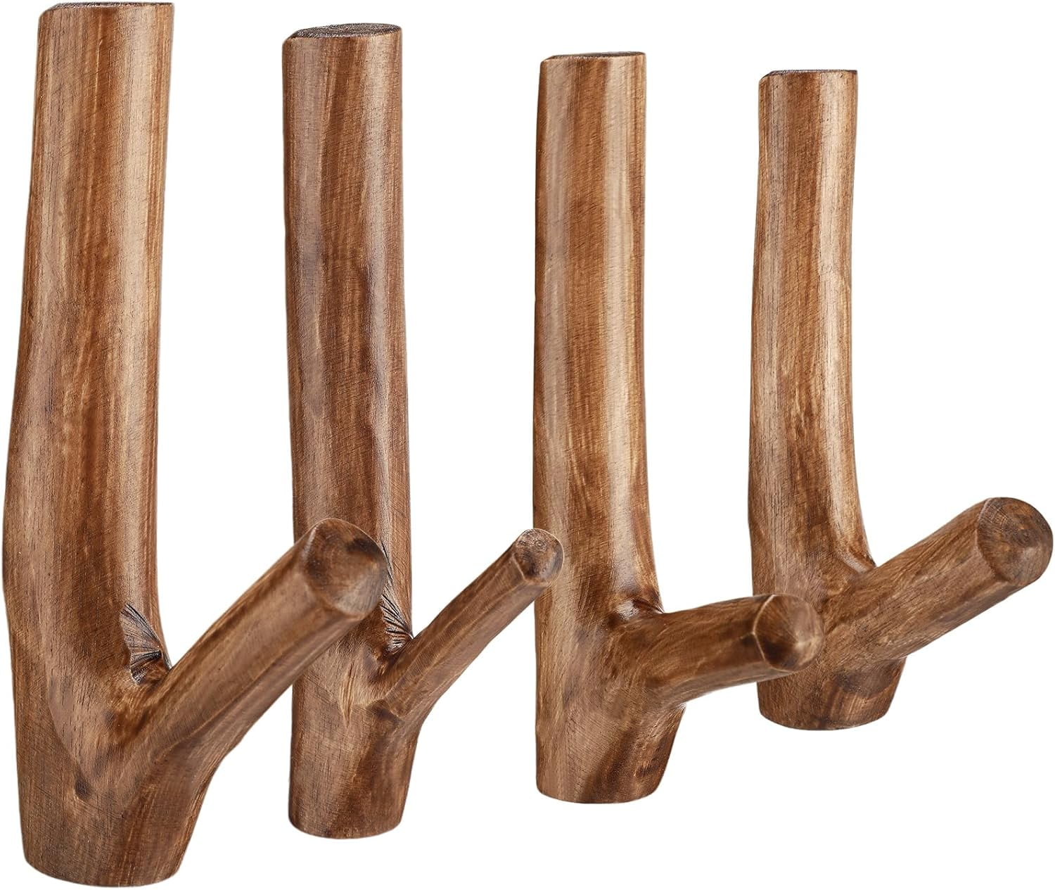 4 Pieces Wood Wall Hooks Vintage Real Natural Tree Branch Wall Hooks ...