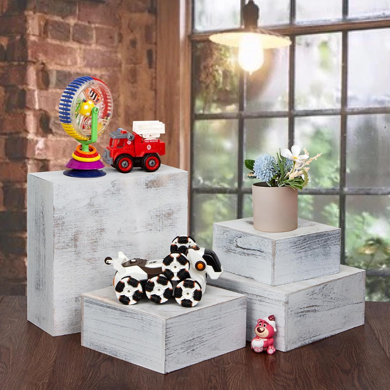 4 Pieces Wooden Cake Stands,Antique White Cupcake Stands for Display,12 ...