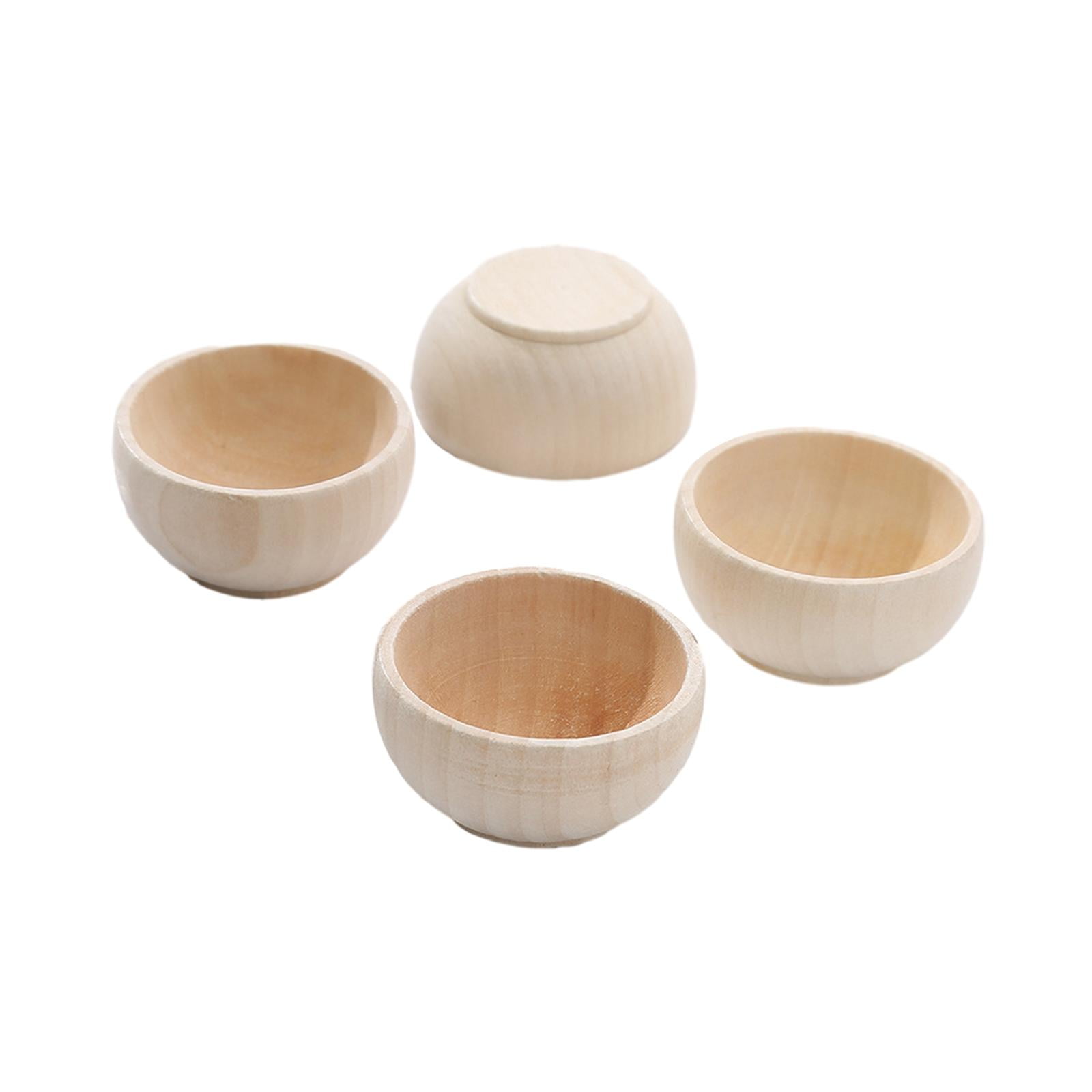 4 Pieces Wooden Craft Bowl Miniature Bowls DIY Art Drawing Art Projects ...
