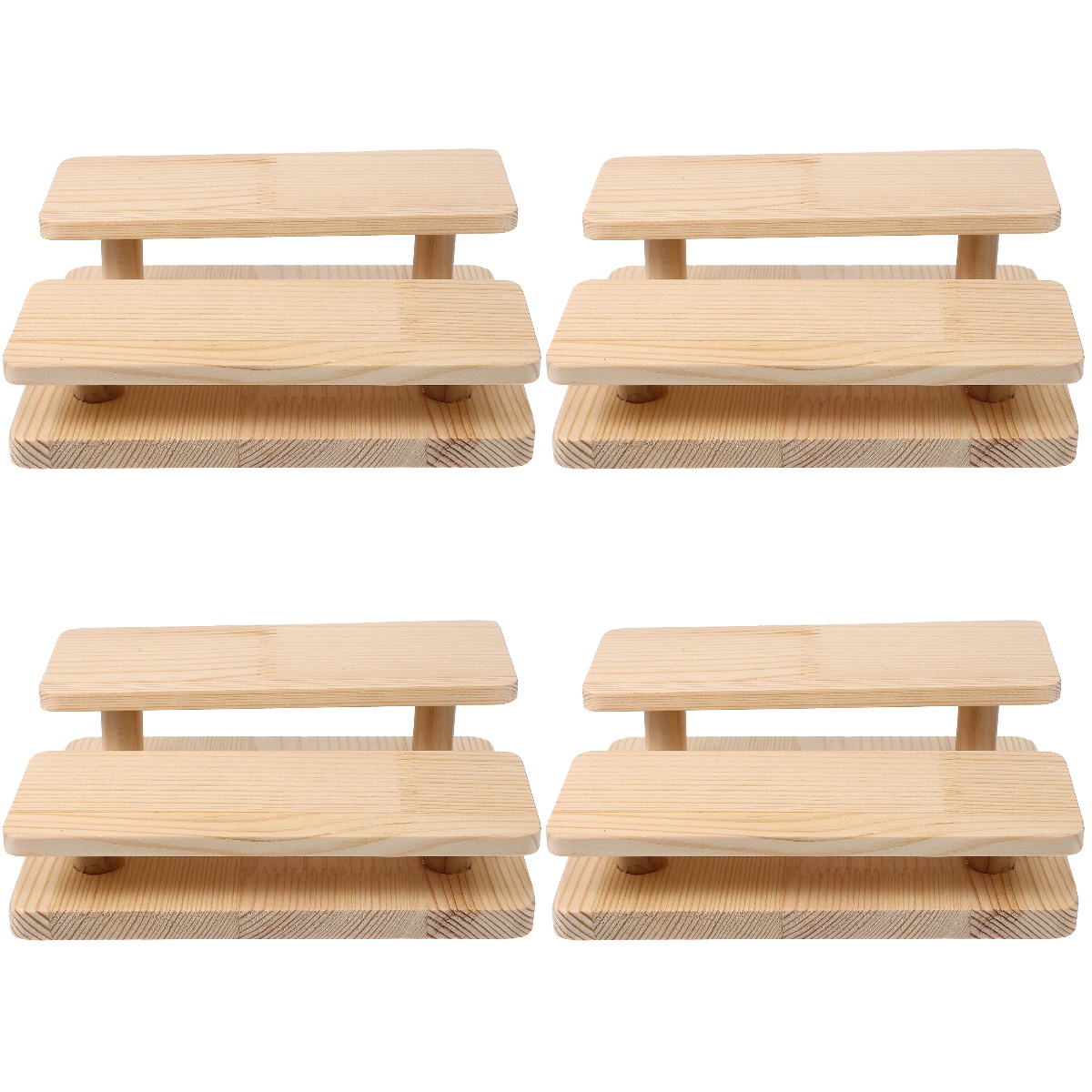 4 Pieces Wooden Figure Stand Models Wood Display Holder Riser Display ...
