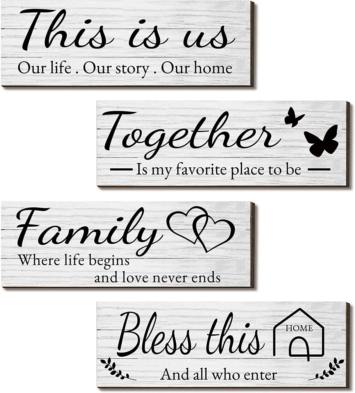 4 Pieces Wooden Home Wall Art Decor, Rustic, Farmhouse THIS IS US ...