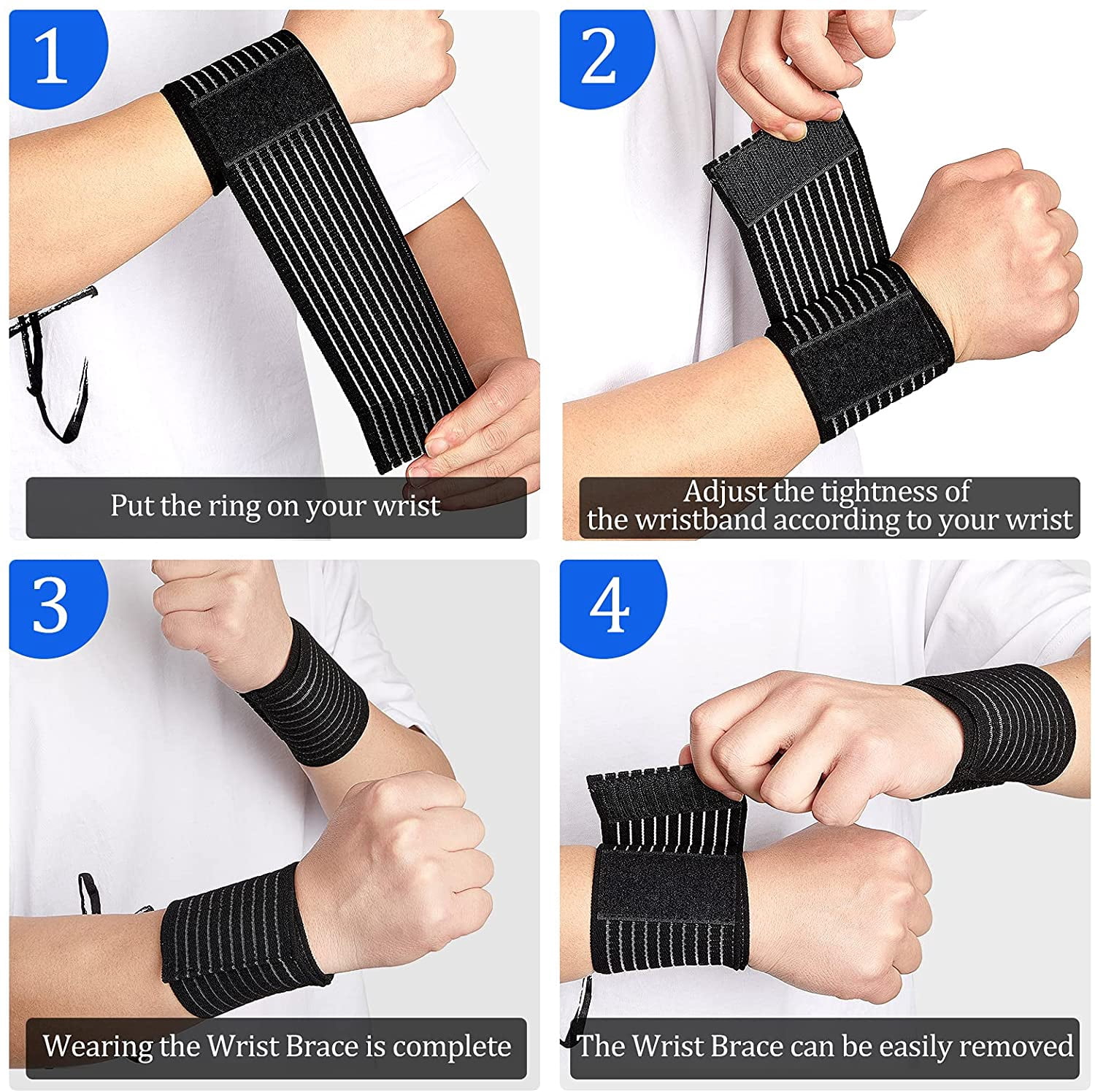 4 Pieces Wrist Brace bands Wrist compression strap tennis support wrap ...