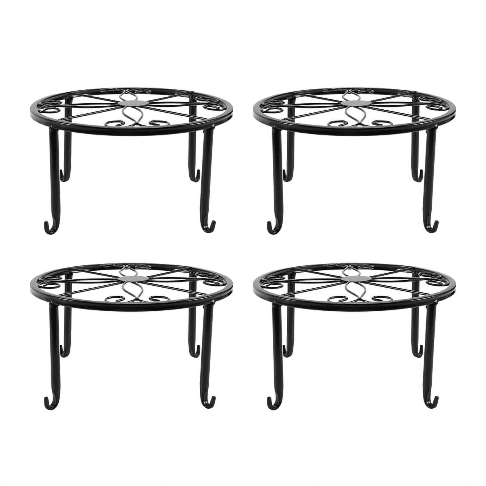 4 Pieces of Indoor and Outdoor Metal Rust-Proof Plant Stand,-Black ...