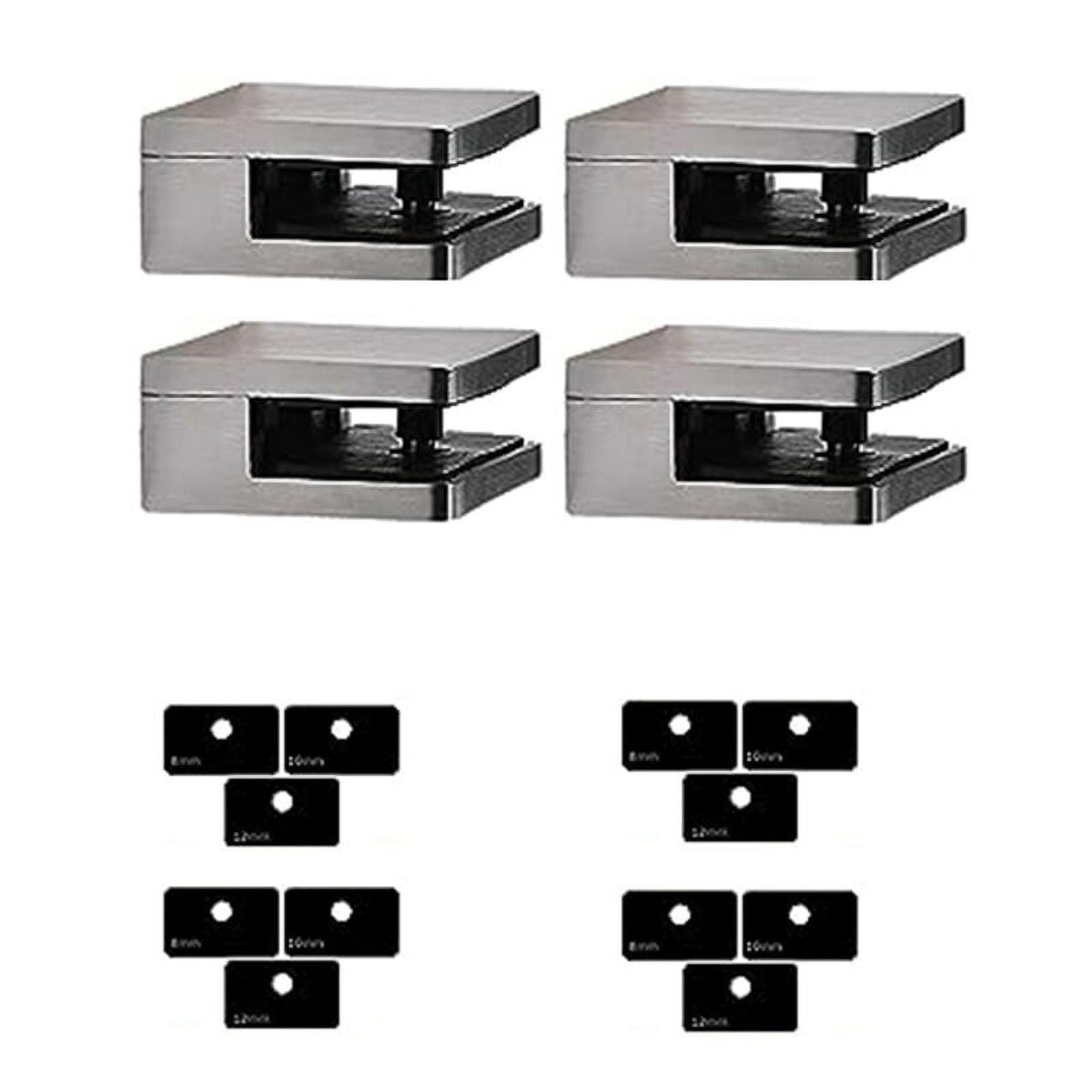 4 Pieces of Stainless Steel Glass Clips, Adjustable Glass Shelf ...