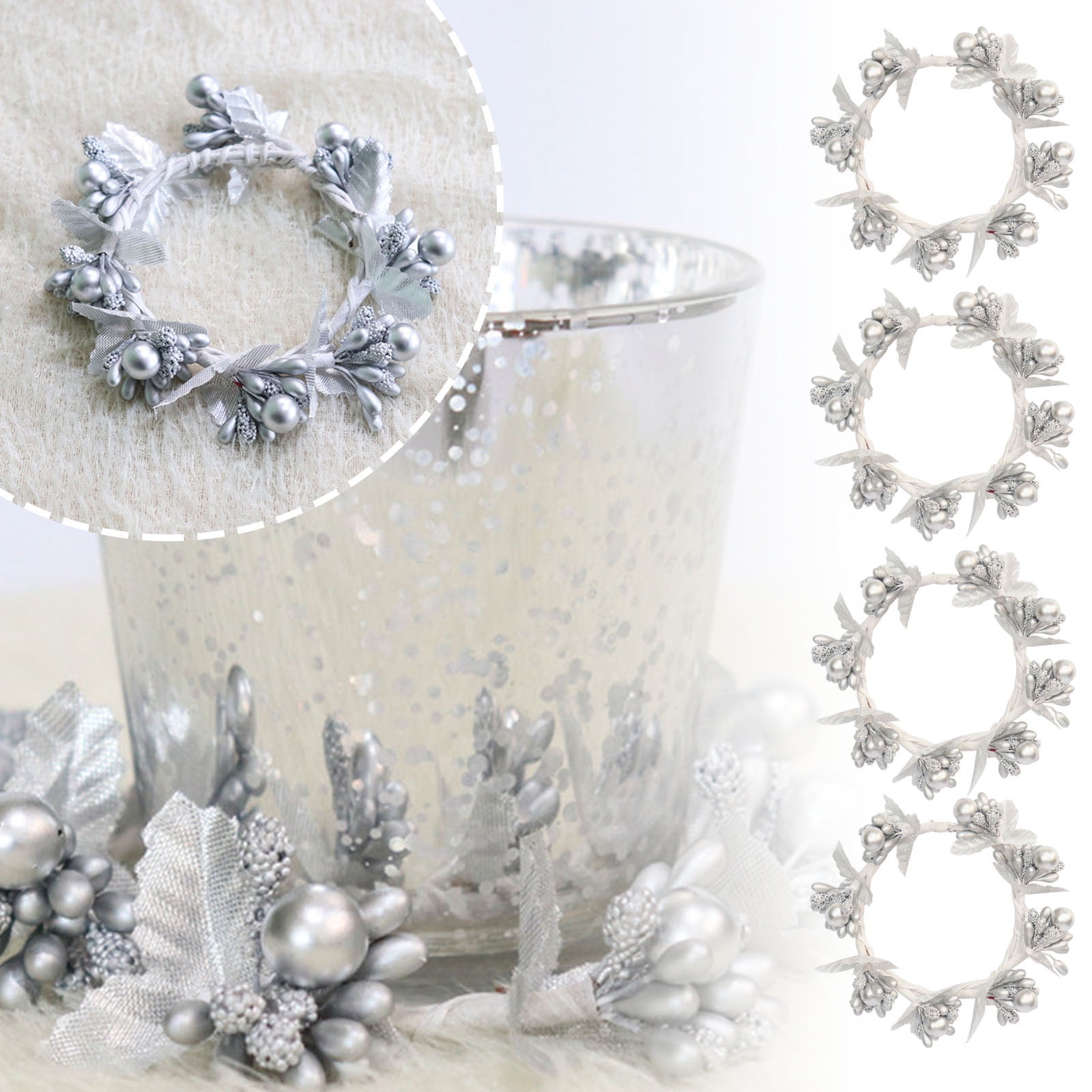 4 Pillar Candle Rings Wreaths Candle Wreath Artificial Mistletoe ...