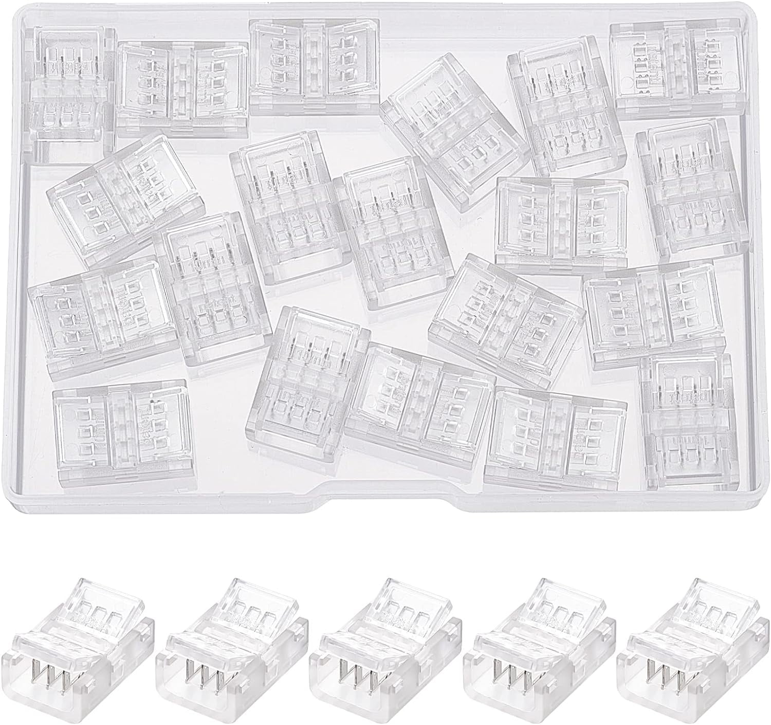 4 Pin 20PCS COB LED Strip to Wire Connector Transparent Solderless ...