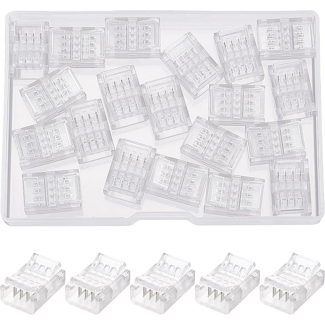 4 Pin 20PCS COB LED Strip to Wire Connector Transparent Solderless ...