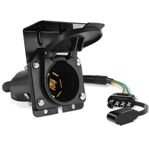 4 Pin to 7 Way Trailer Adapter with Mounting Bracket 4 Way Flat to 7 ...